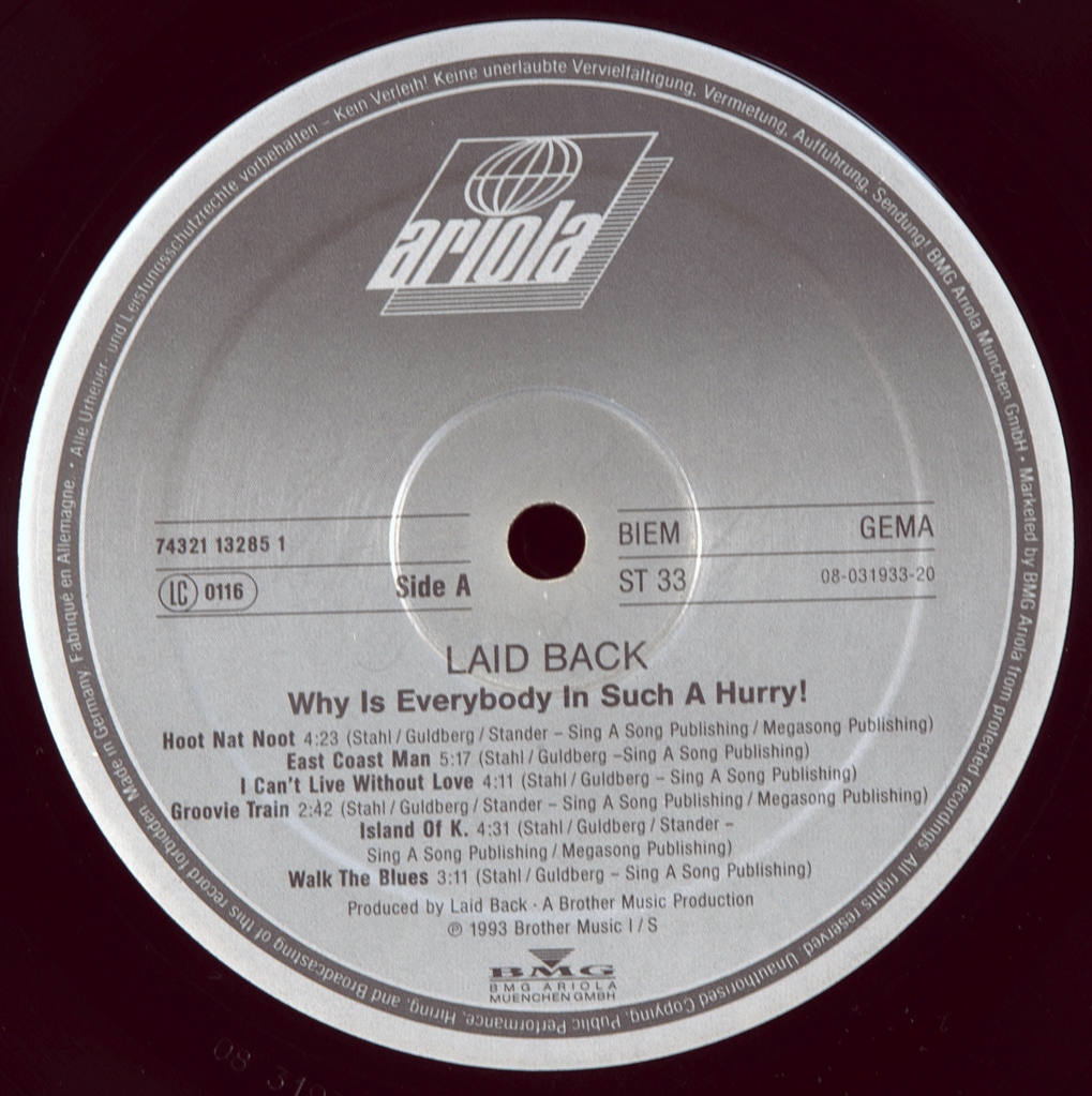 LAID BACK - WHY IS EVERYBODY IN SUCH A HURRY - (LP) Виниловая пластинка ...